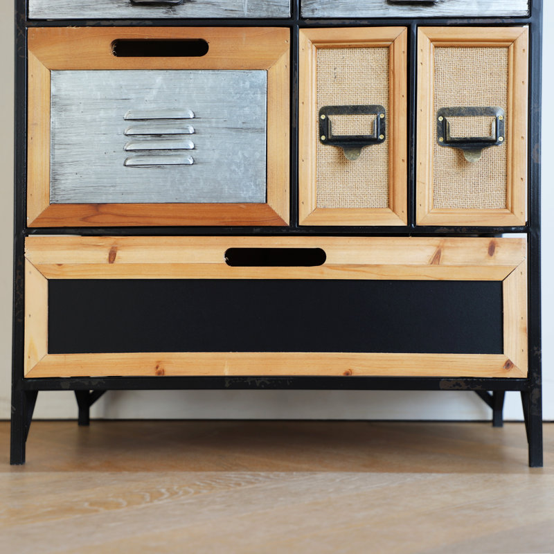 Ascano 44 Inch Tall Multi Drawer Vintage Cabinet Industrial Style Metal Cabinet